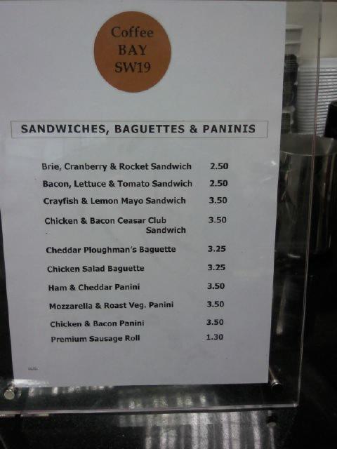 Menu at Coffee Bay cafe, Morden, Merton High St