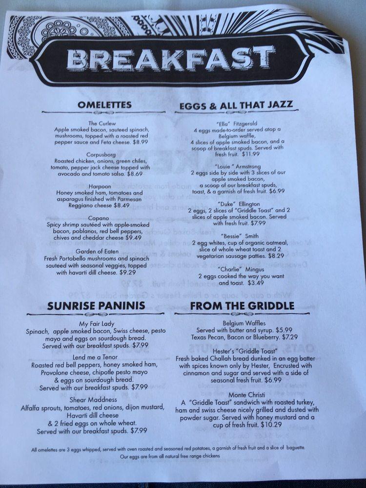 Menu at Hester's Cafe Six Points, Corpus Christi, S Alameda St