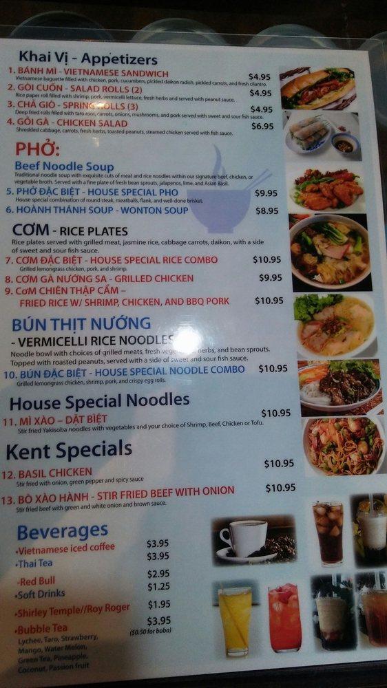 Menu at Kent Phó Vietnamese Restaurant, Oregon City