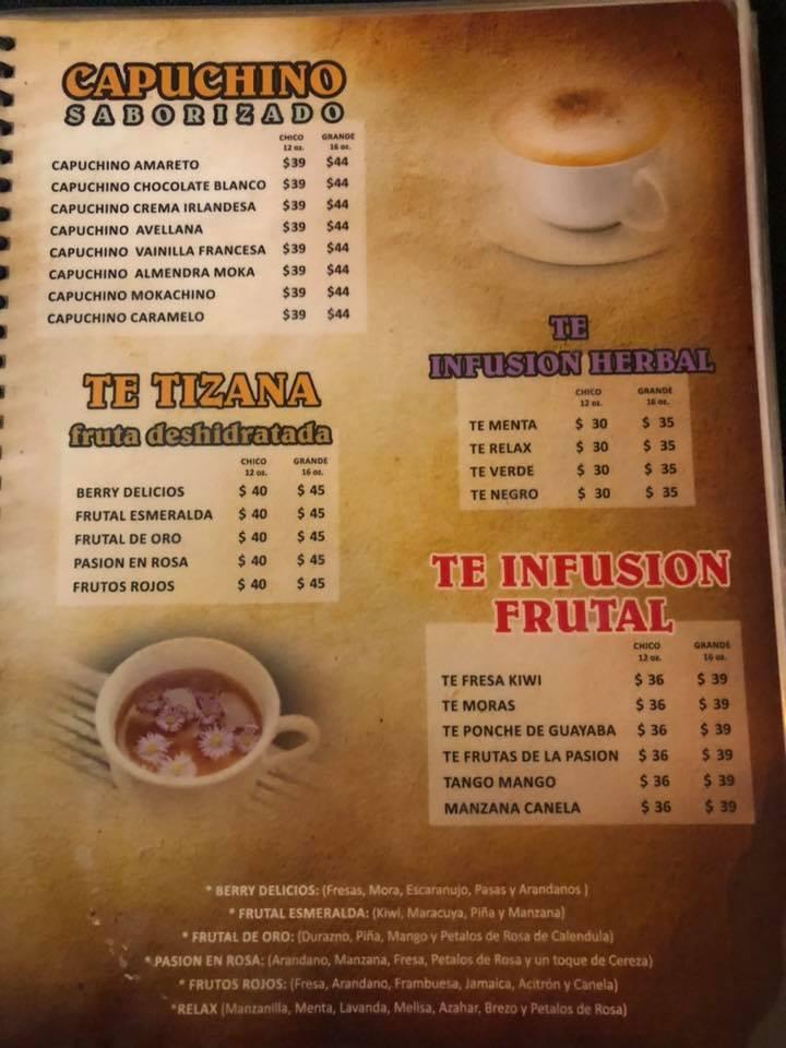 Menu at La Rocca restaurant, Mexico City