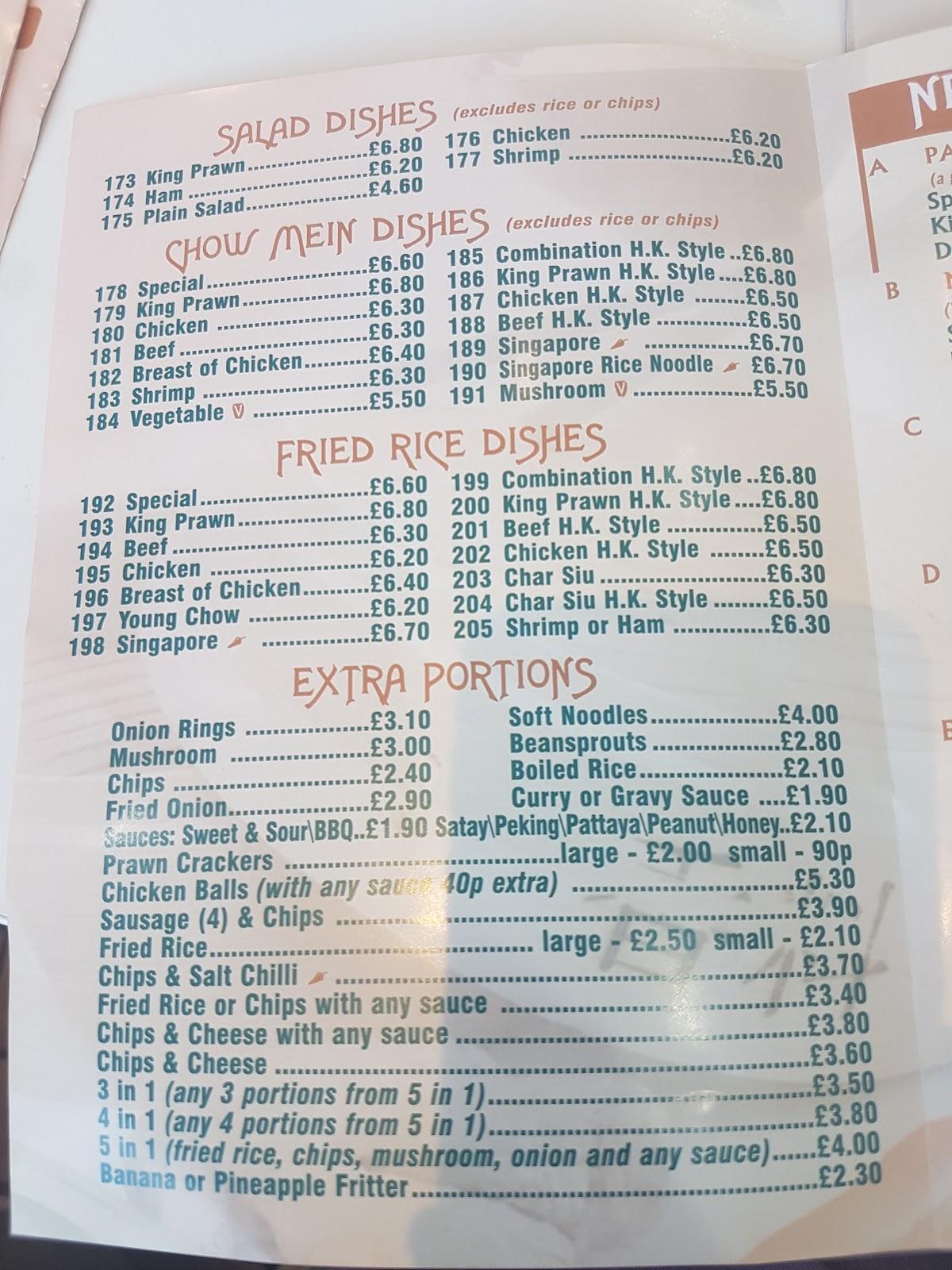 Menu at Loon Fung restaurant, Kelloholm
