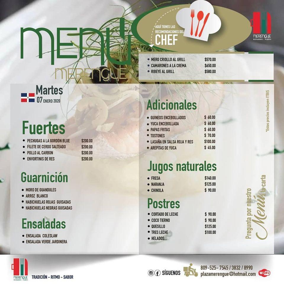Carta de Restaurante Plaza Merengue, Bonao, WHWR+XP5