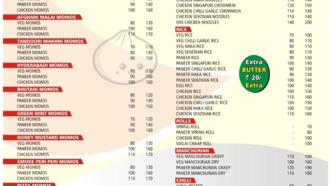 Menu at Royal Butter Momos, Delhi