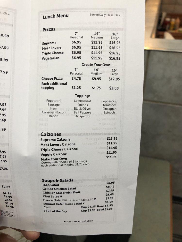 Menu at Silver Summit Café cafe, Park City