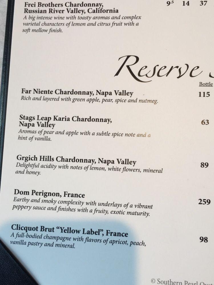 Menu at Southern Pearl Oyster House restaurant, Baton Rouge