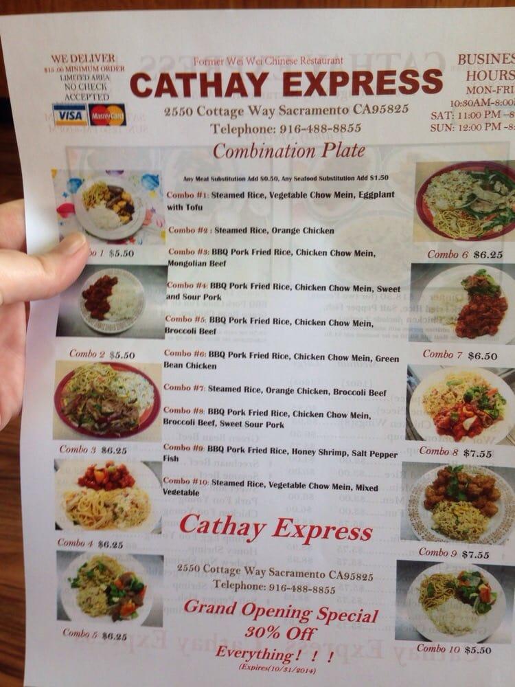 Menu at Cathay Express restaurant, Sacramento