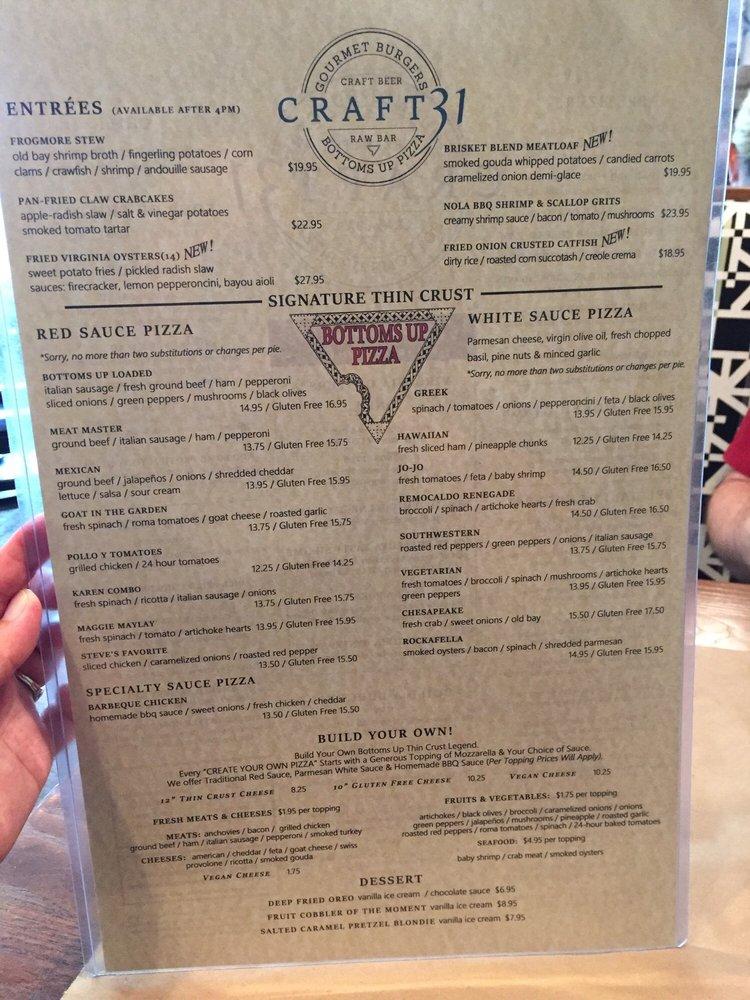 Menu at Craft 31 pub & bar, Williamsburg