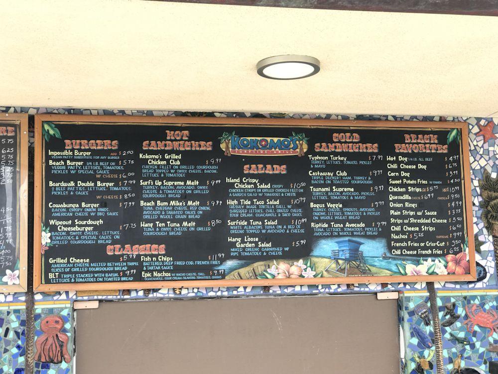 Carta del restaurante Kokomo's Surfside Grill, Huntington Beach