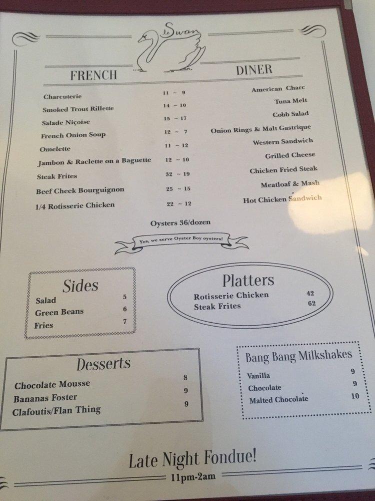 Menu at Le Swan restaurant, Toronto