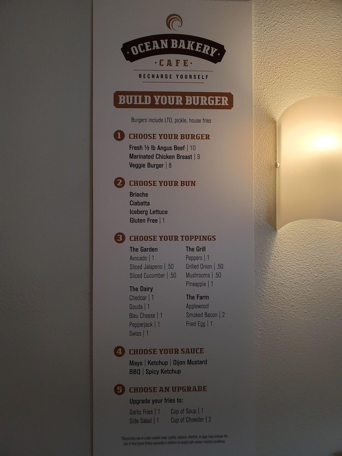 Menu at Ocean Bakery Cafe, Seaside