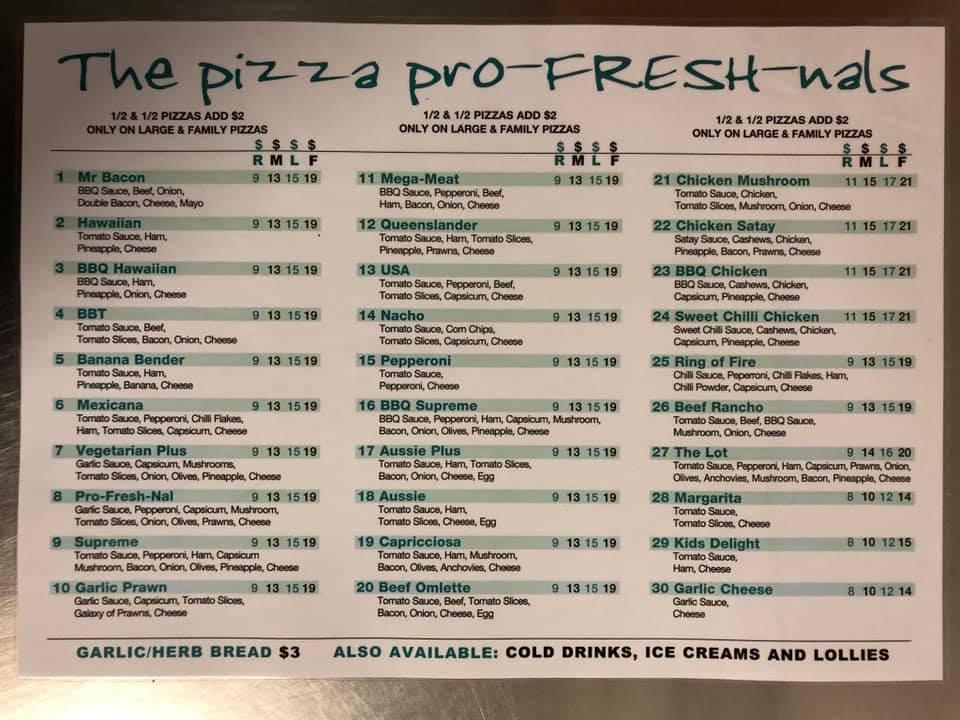 Menu at Pizza Pro-Fresh-Nals restaurant, Ararat