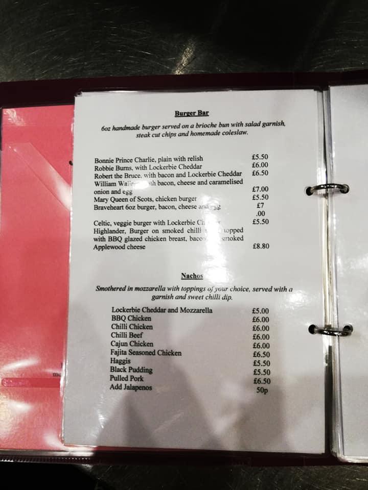 Menu at Scarlett's Cafe, Falkirk, 12 Union Road