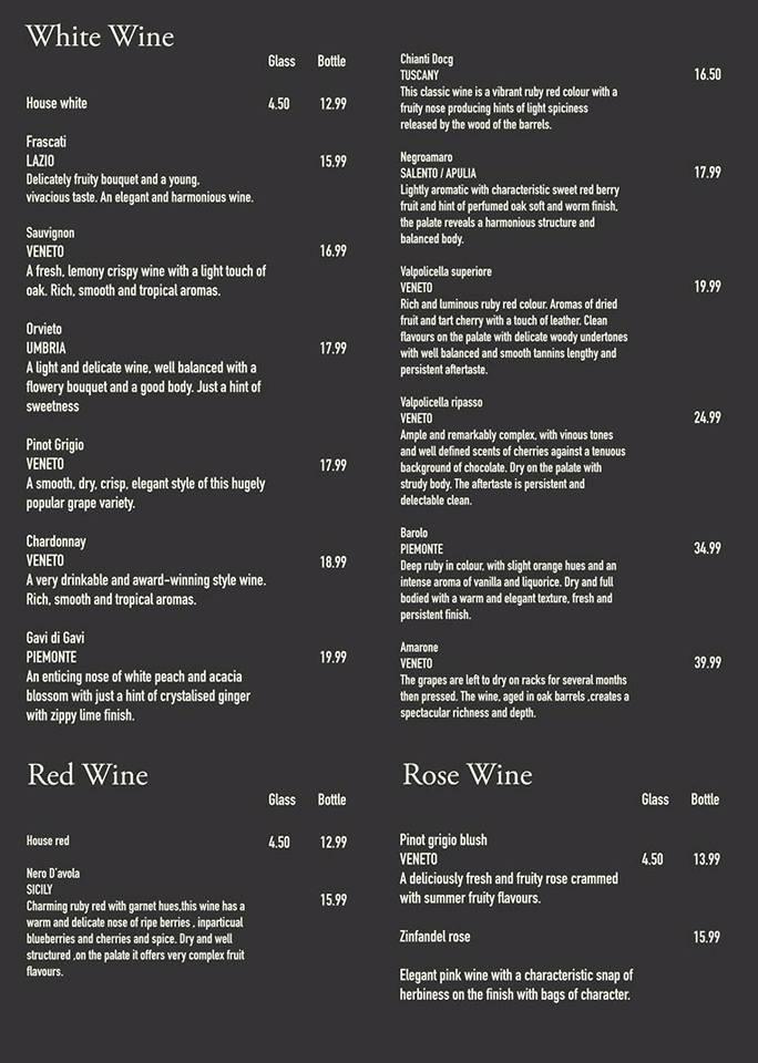 Menu at Siena Restaurant, Haslingden