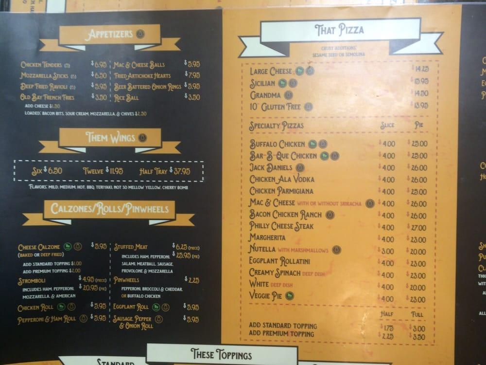 Menu at That Pizza Place pizzeria, Levittown