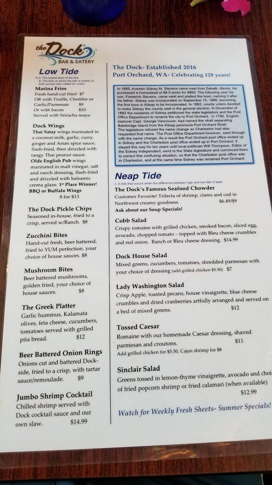 Menu at The Dock Bar & Eatery, Port Orchard