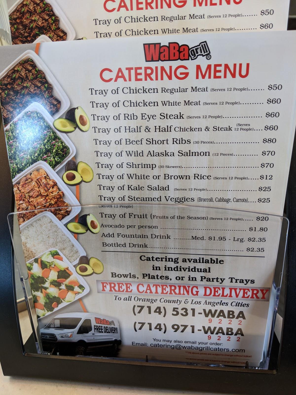 Menu at WaBa Grill fast food, Fountain Valley, Warner Ave