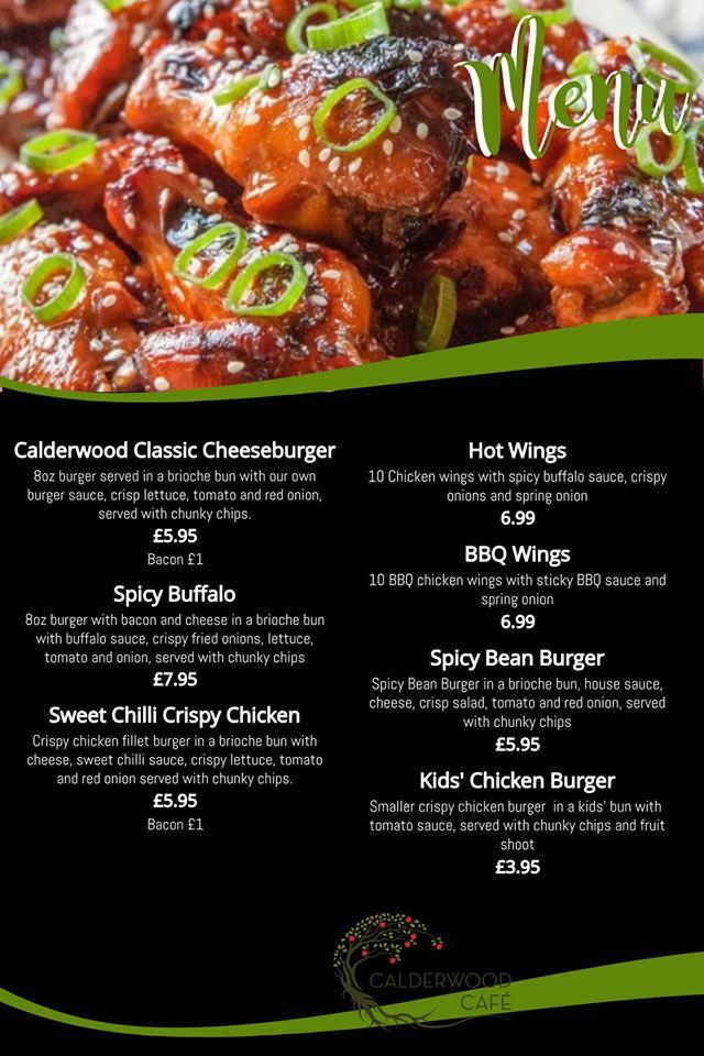 Menu at Calderwood Cafe, Livingston