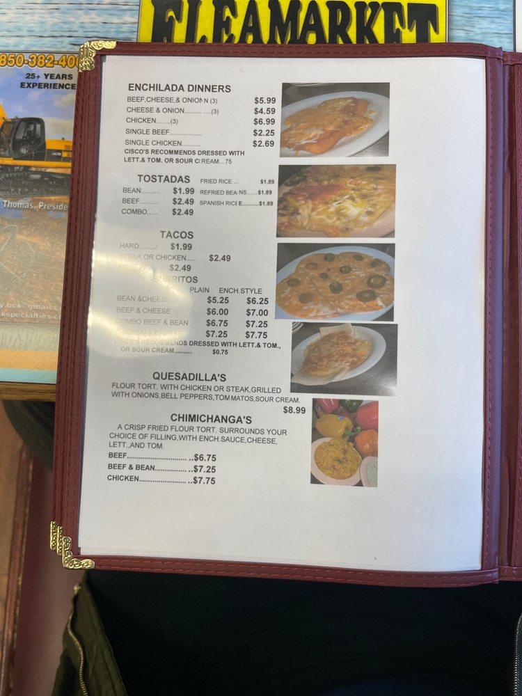 Menu at Cisco's Restaurant, Milton