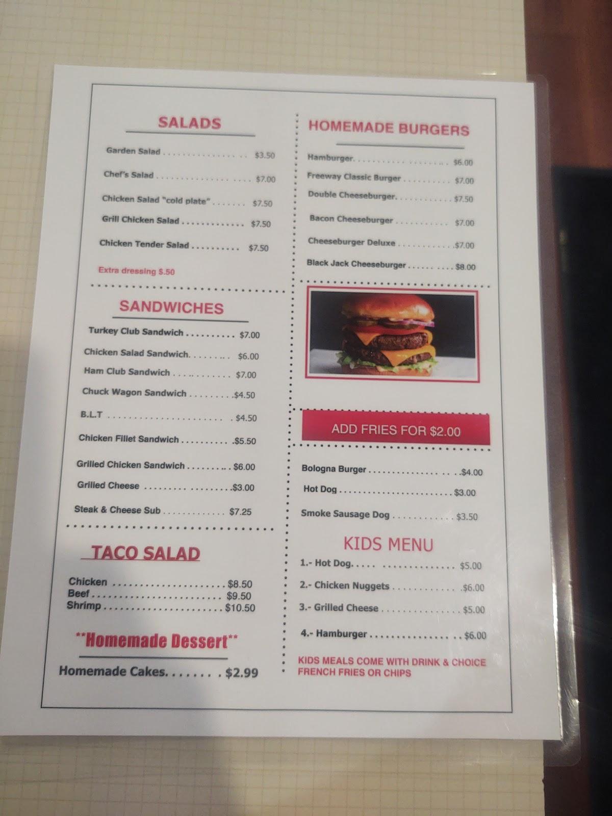 Menu at Freeway Dining Room restaurant, Reidsville