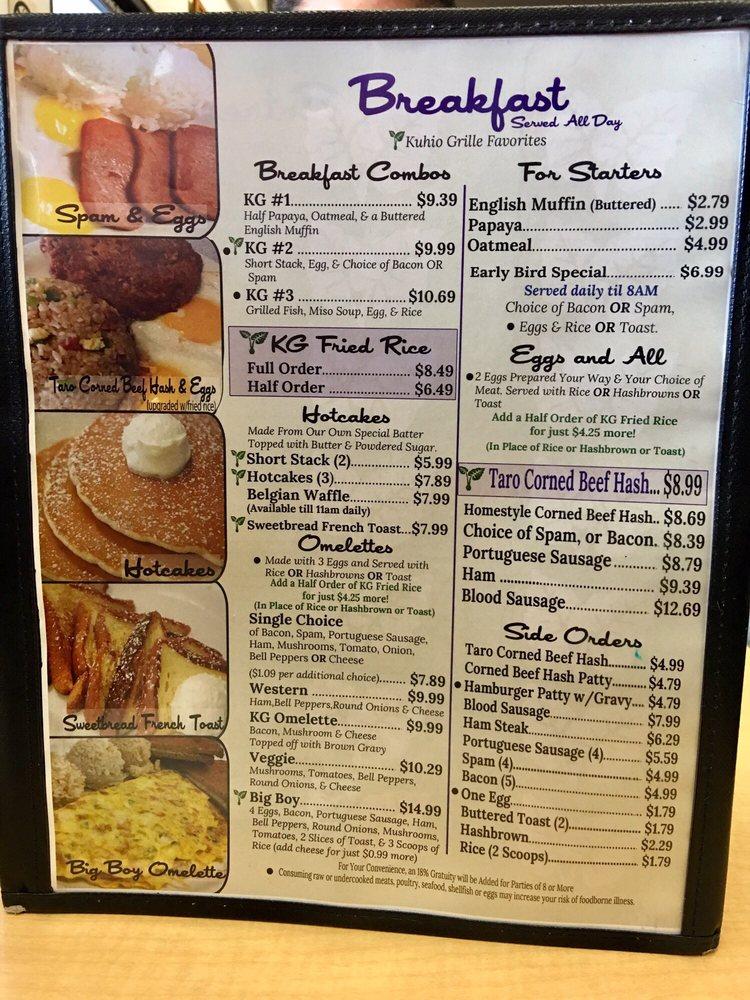 Menu at Kuhio Grille - Home Of The Famous 1lb Laulau restaurant, Hilo ...