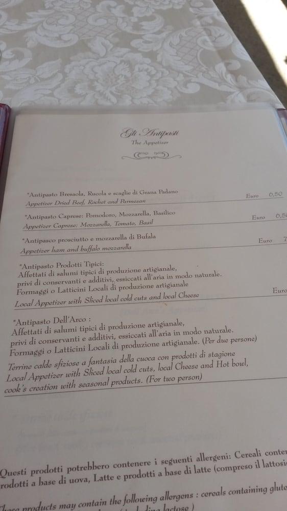 Menu da La Locanda Dell'Arco ristorante, Calitri