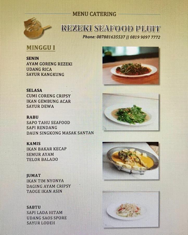 Menu at REZEKI SEAFOOD PLUIT restaurant, Jakarta