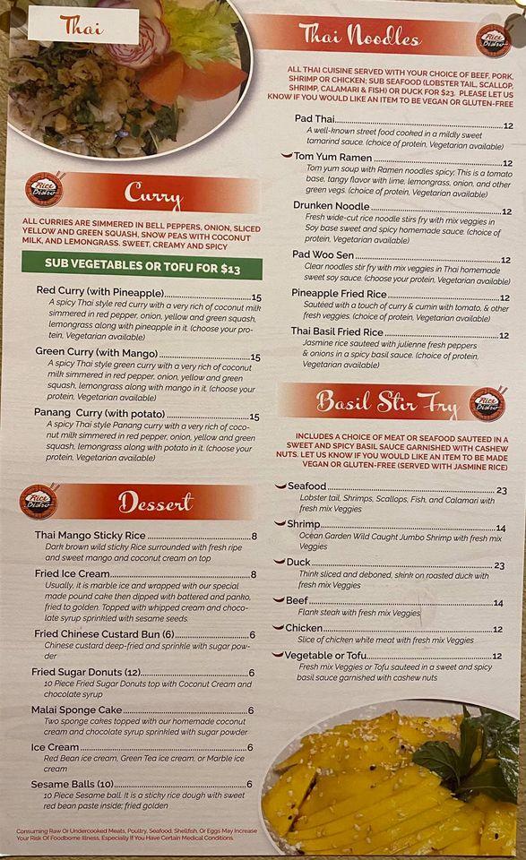 Menu at Rice Bistro restaurant, Port Orange