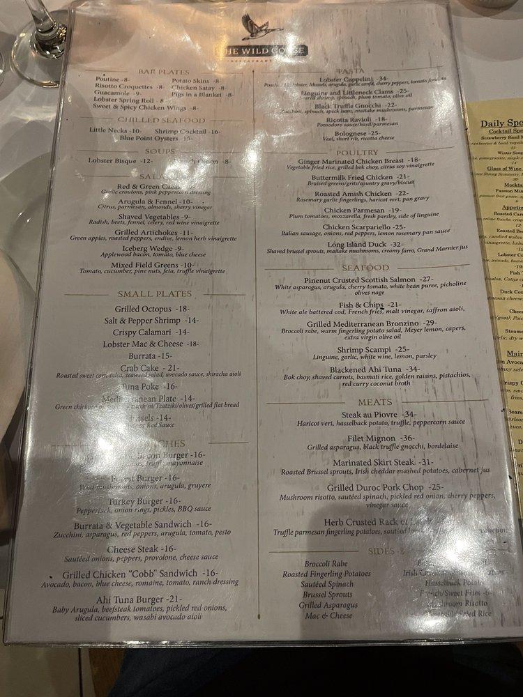 Menu at The Wild Goose pub & bar, Port Washington