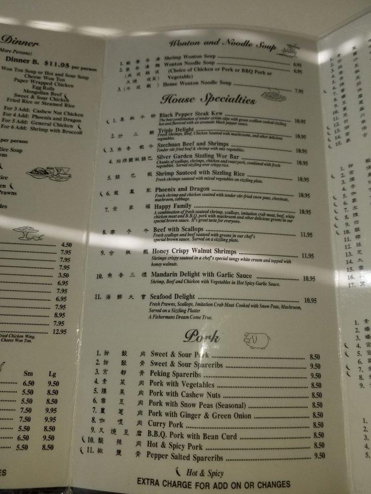 Menu at Silver Garden & Mongolian BBQ, Sacramento