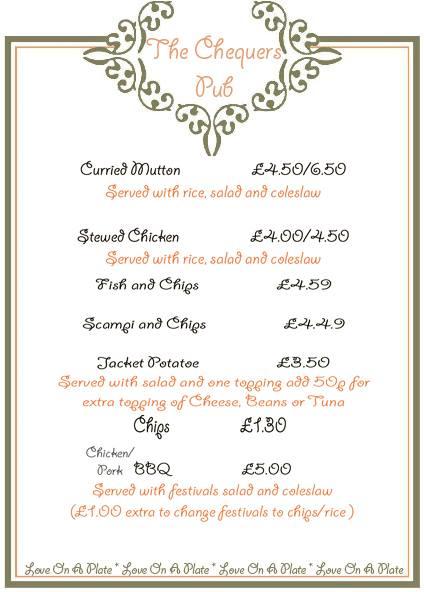 Menu at The Chequers pub & bar, Luton, 112 Park St