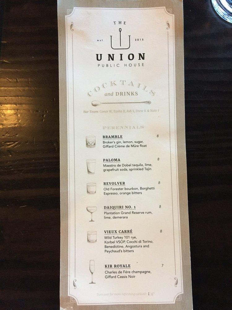 Menu at Union Public House, Pensacola, 36 E Garden St