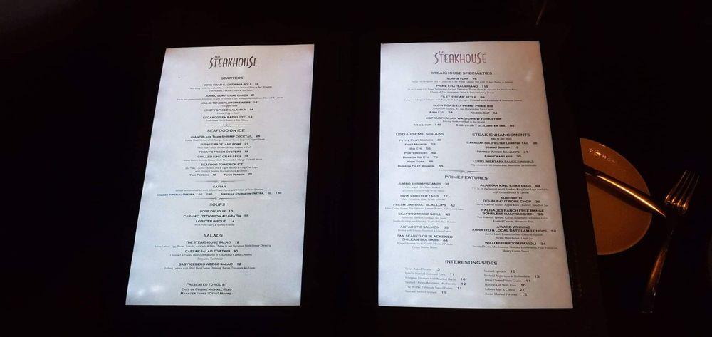 Menu at The Steakhouse Palm Springs, Palm Springs
