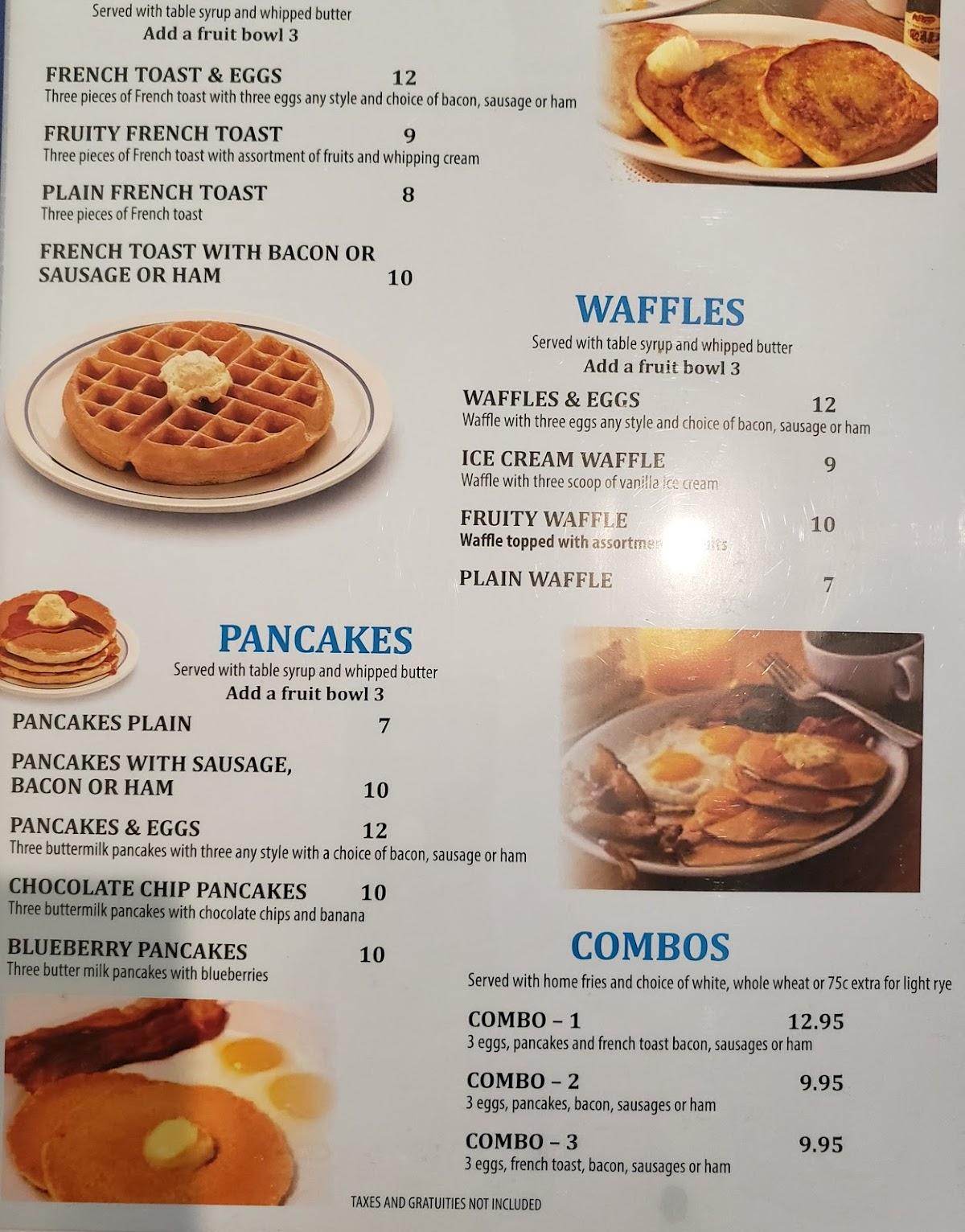 Menu at Golden Diner restaurant, Toronto
