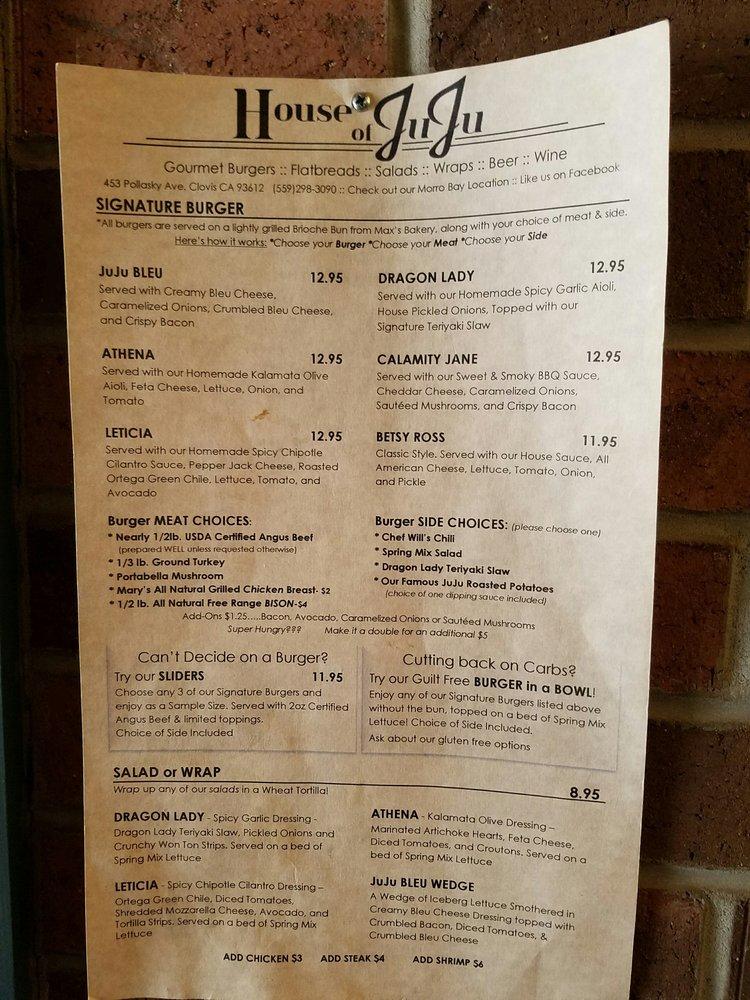 Menu at House of JuJu pub & bar, Clovis, 565 Pollasky Ave #101