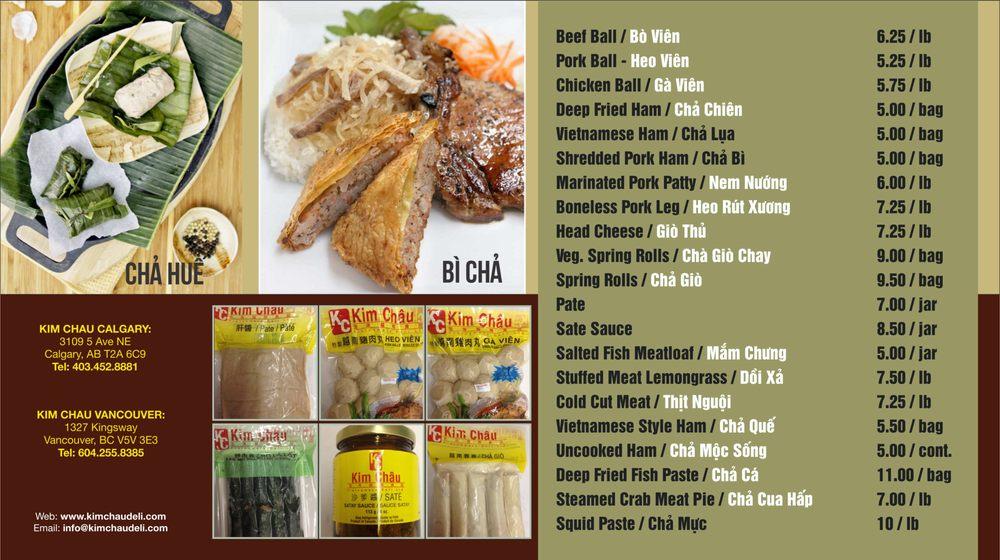 Menu at Kim Chau Deli restaurant, Calgary