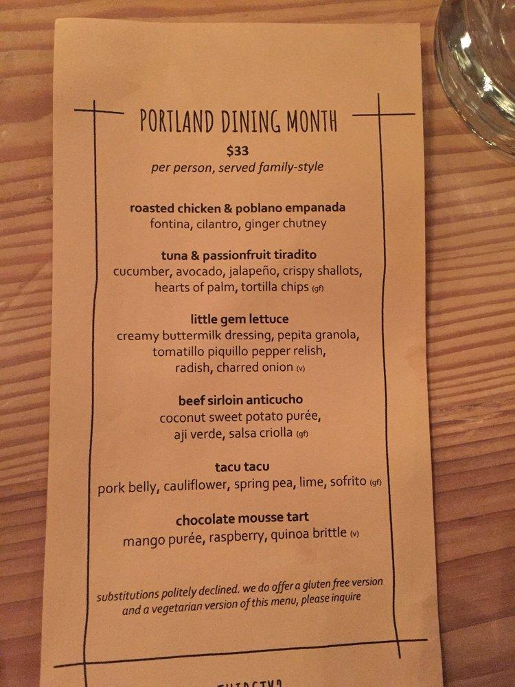 Menu at Lechon pub & bar, Portland