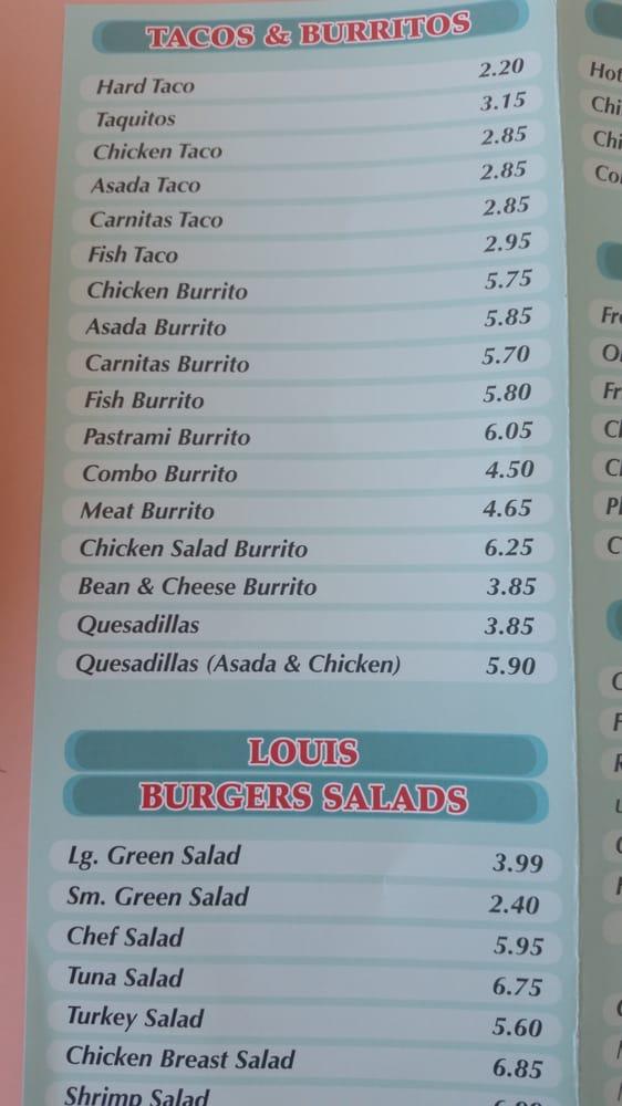 Menu at Louis Burger III restaurant, Long Beach