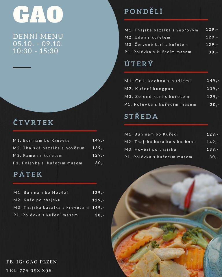 Carta de Restaurant GAO, Pilsen