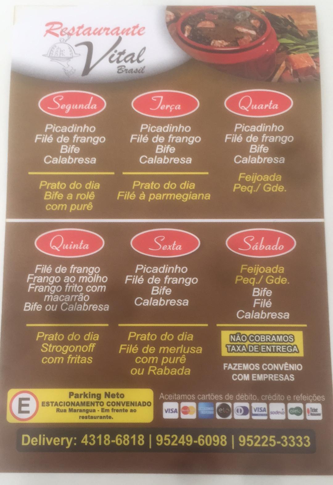 Menu em Restaurante Vital Brasil, São Caetano do Sul