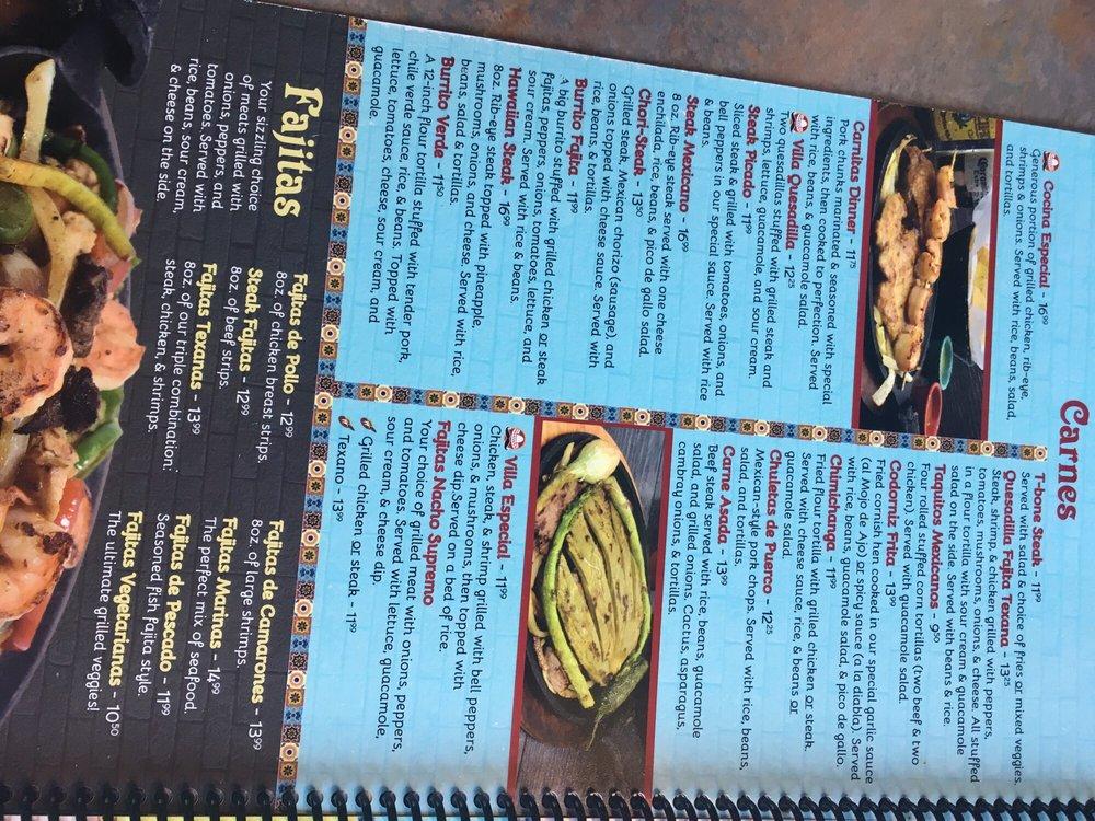 Menu at Viva villa mexican grill restaurant, Mauldin