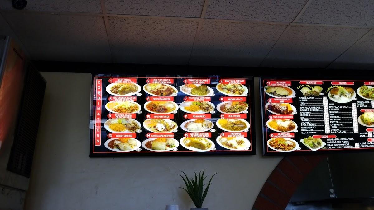 Menu at Bronco's Mexican Food restaurant, San Diego