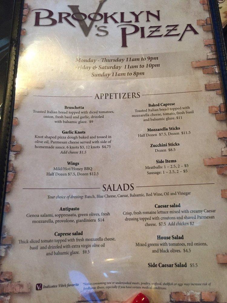 Menu at Brooklyn V's Pizza pizzeria, Queen Creek, E Rittenhouse Rd