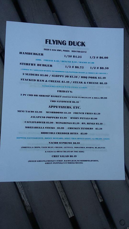 Menu at Flying Duck pub & bar, USA