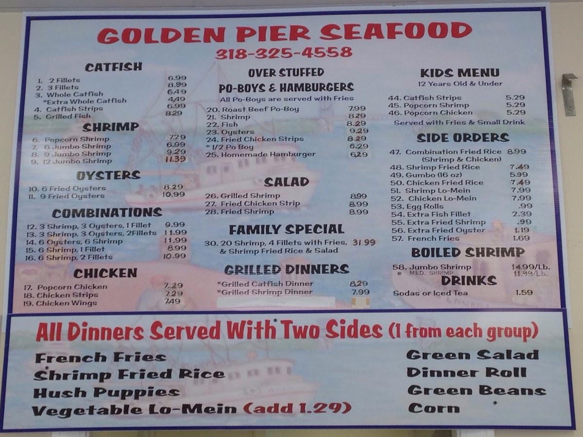 Menu at Golden Pier Seafood restaurant, West Monroe