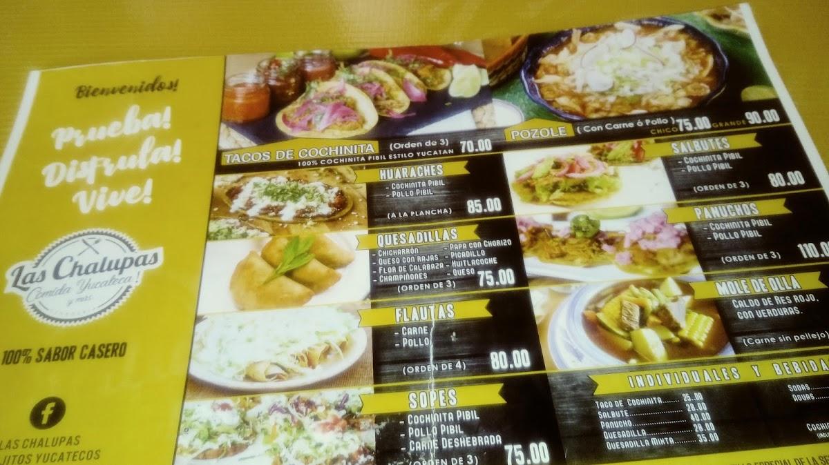 Menu at Las chalupas restaurant, Ensenada