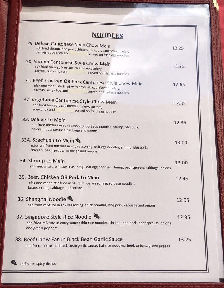 Menu at New China Kitchen restaurant, Winnipeg