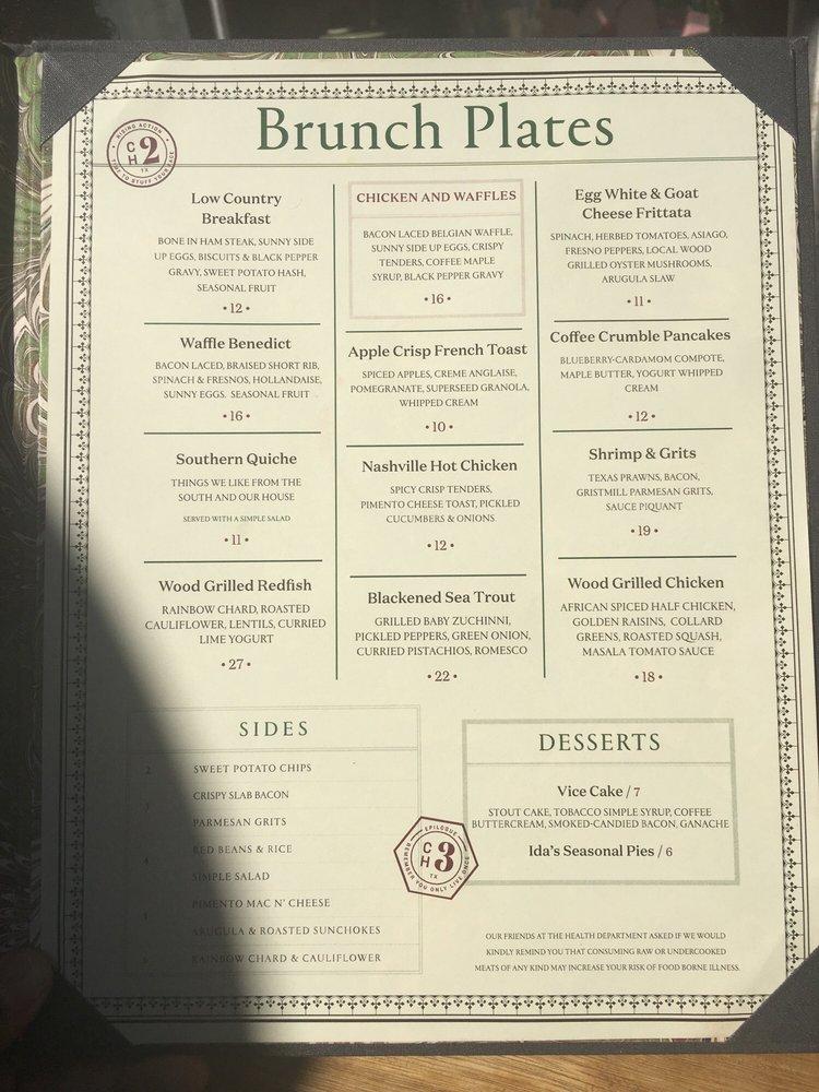 Menu at Ida Claire restaurant, Addison