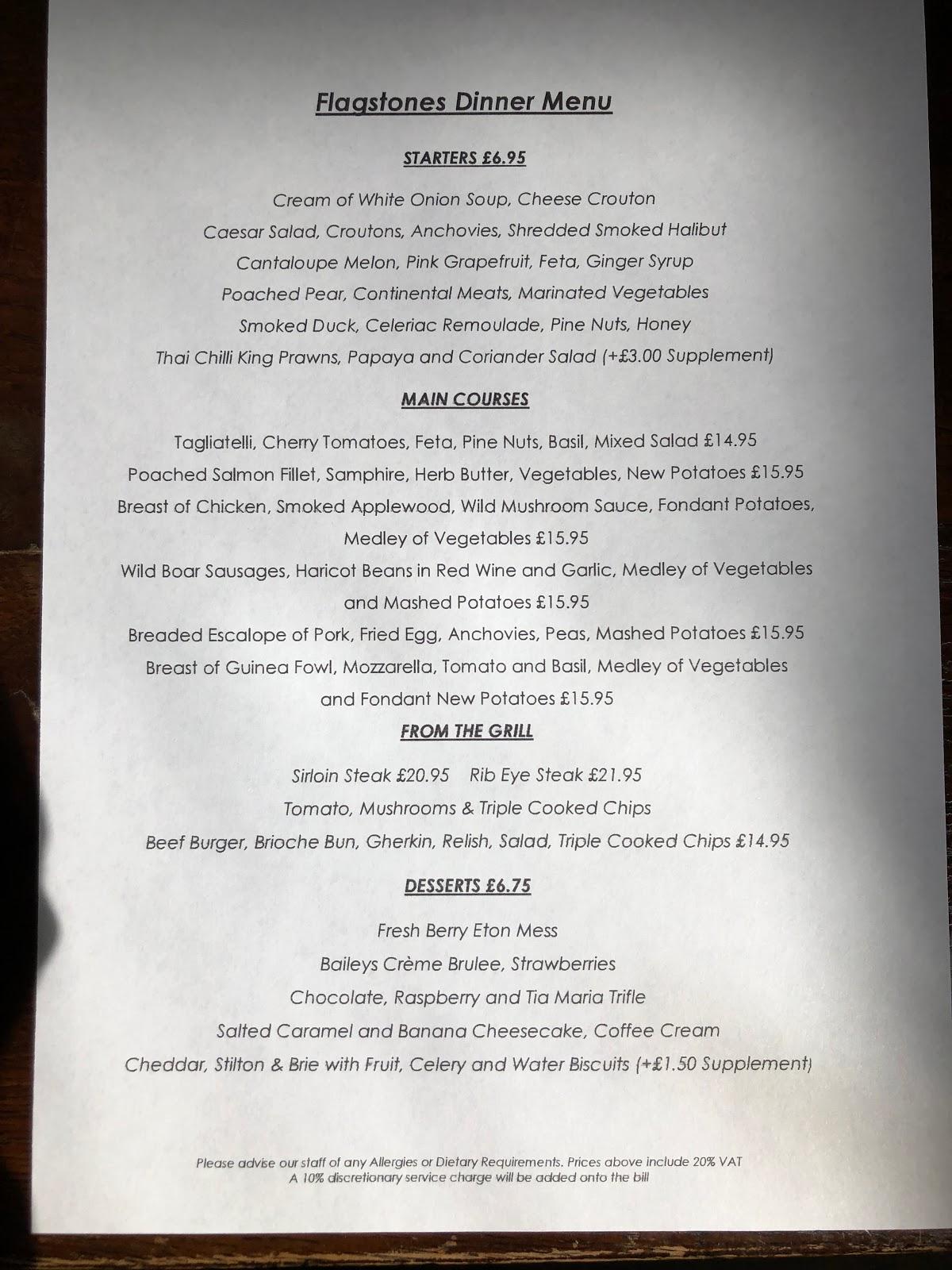 Menu at Random Hall restaurant, Slinfold