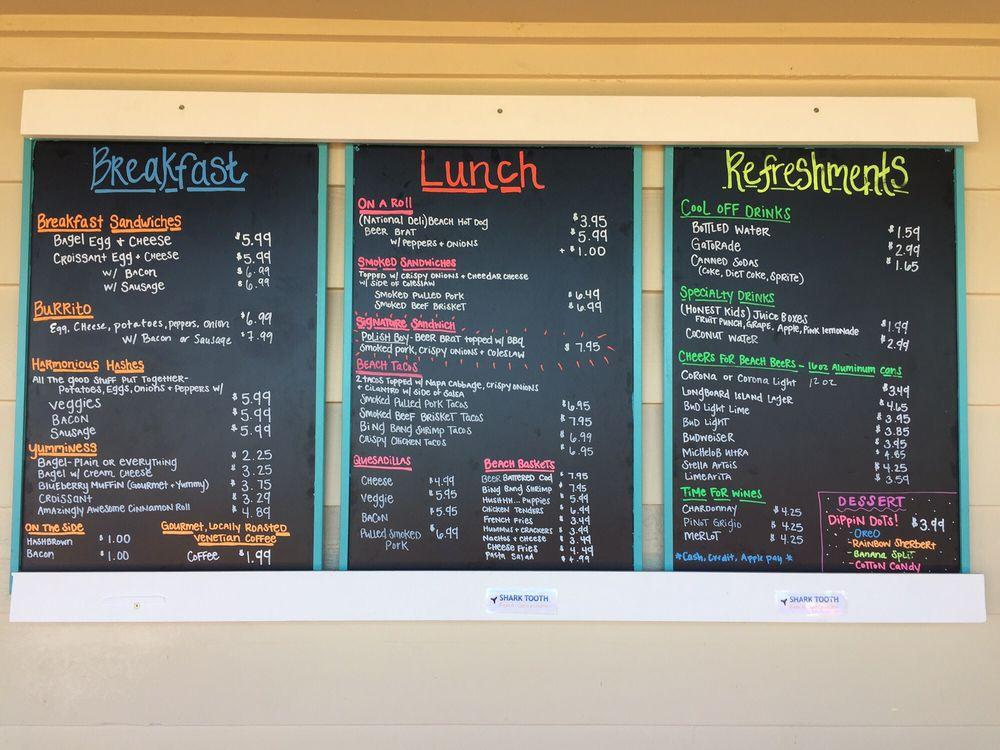 Carta del pub y bar Shark Tooth Beach Concessions Nokomis Beach, Nokomis