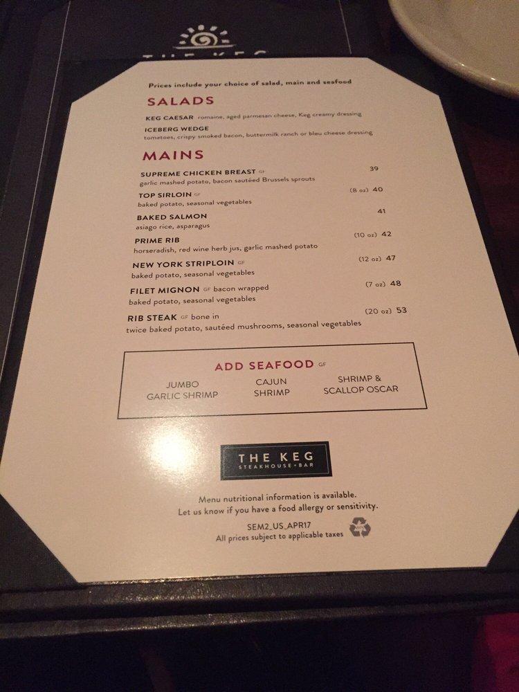 Menu at The Keg Steakhouse + Bar - Desert Ridge, Phoenix, N Tatum Blvd